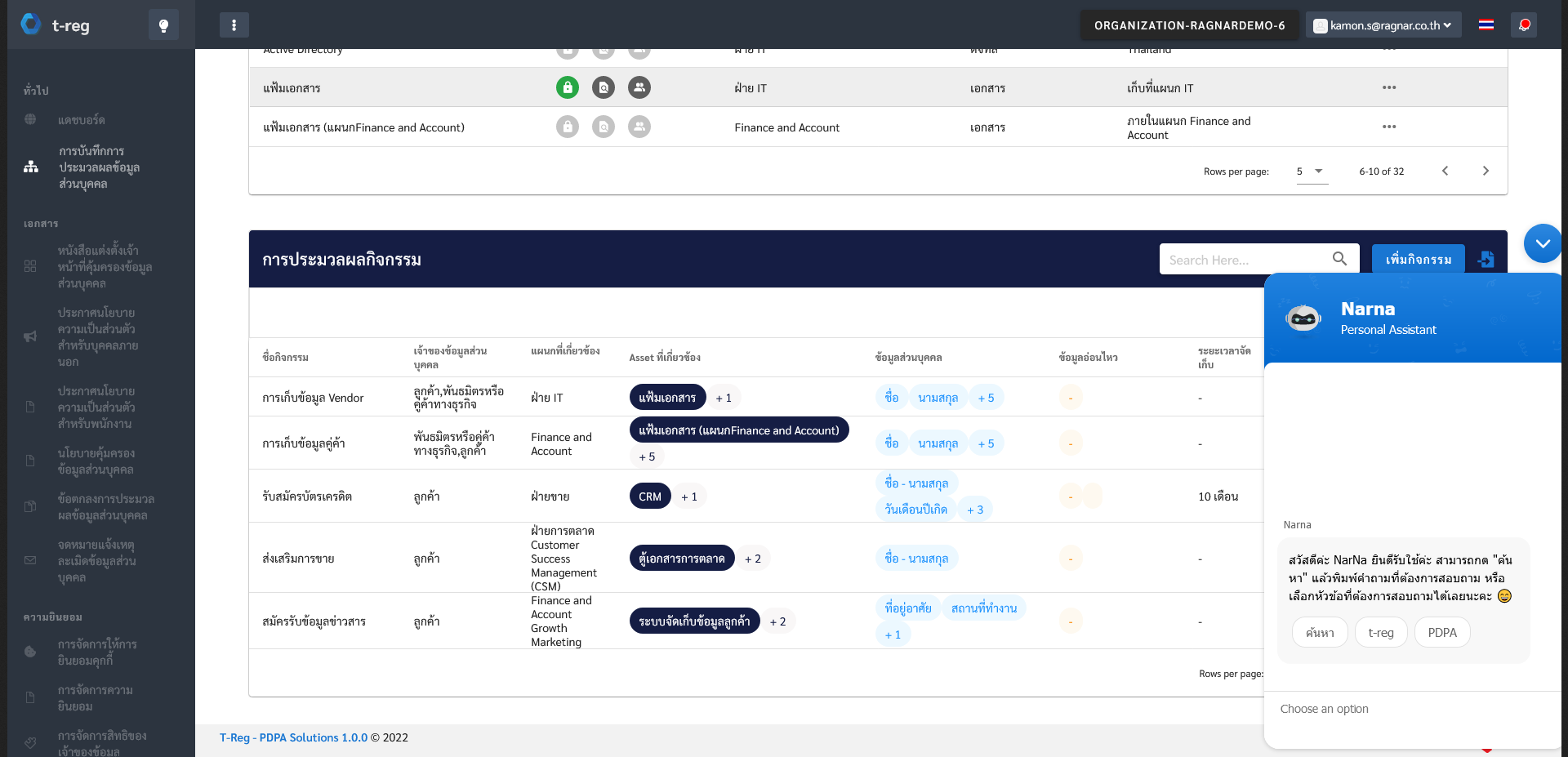Gap Analysis Module - t-reg PDPA Platform